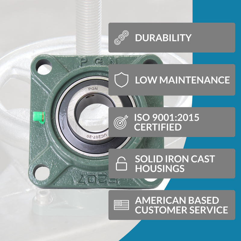 UCF207-20 Pillow BLOCK SQUARE FLANGE MOUNTED BEARING 1-1/4" BORE – PGN Bearings