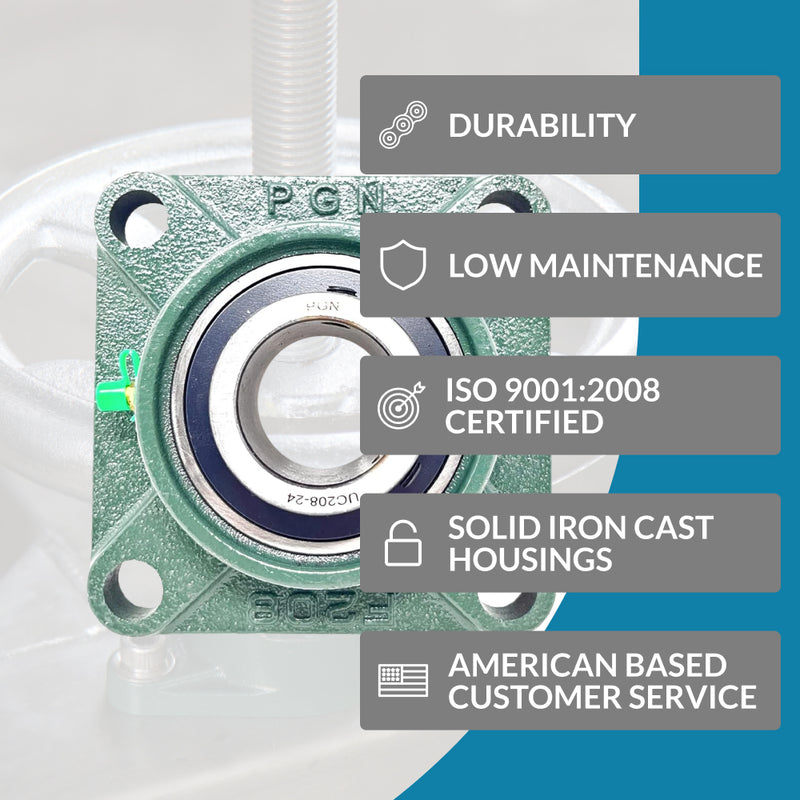 UCF208-24 Pillow Block Square Flange Bearing 1-1/2" – PGN – PGN Bearings
