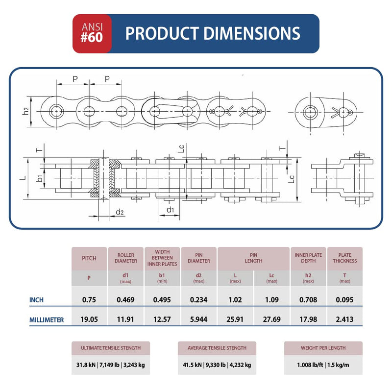 #60 Roller Chain Connecting Link – PGN Bearings