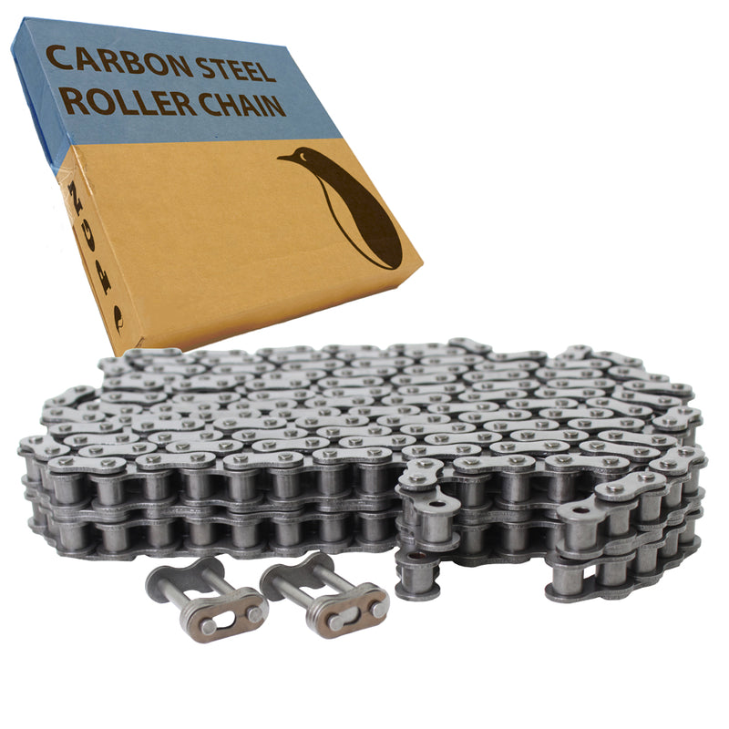 #80-2 Duplex Double Strand Roller Chain x 10 feet + 2 Connecting Links ...