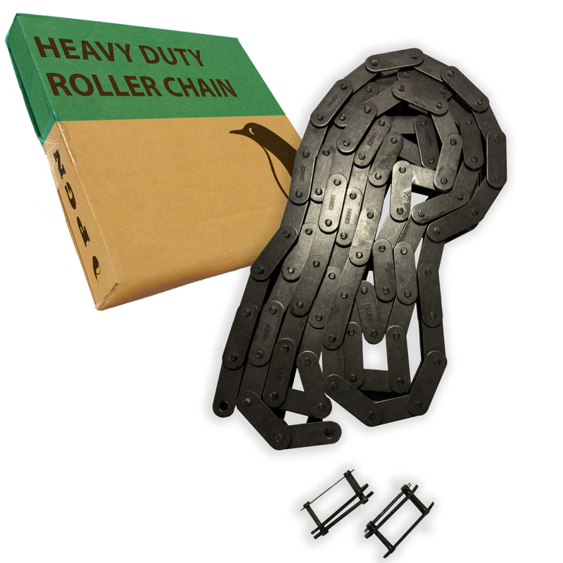 C2060H Heavy Duty Conveyor Roller Chain x 10 Feet + 2 Connecting Links ...