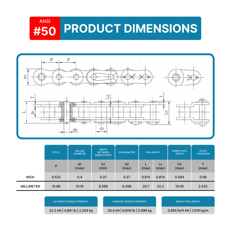 #50 Roller Chain Connecting Link – PGN Bearings