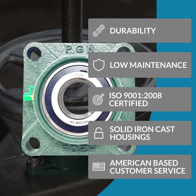 UCF208-24 Pillow Block Square Flange Bearing 1-1/2" – PGN – PGN Bearings